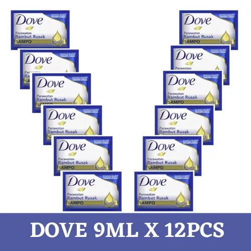 Paket Shampo Dove Sachet 9ml x 12 pcs & 9ml x15pcs- Dove Sampo Total ...