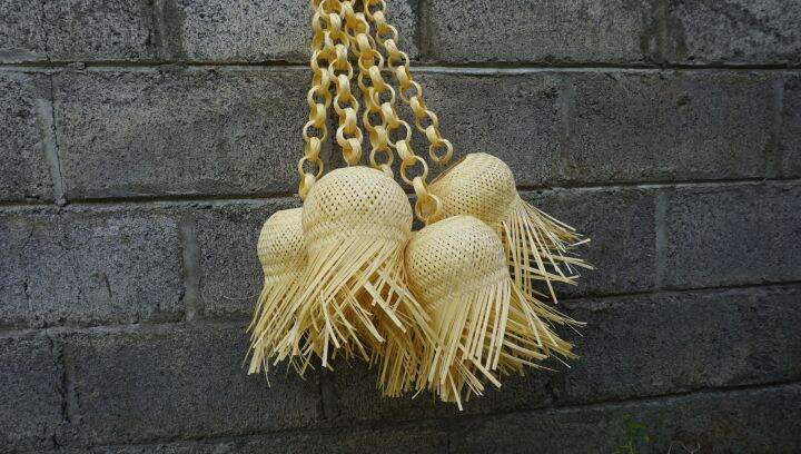 Kap Lampu Bambu Bulat Imut Rumbai - Lampu Hias - Lamu Gantung - Lampu ...