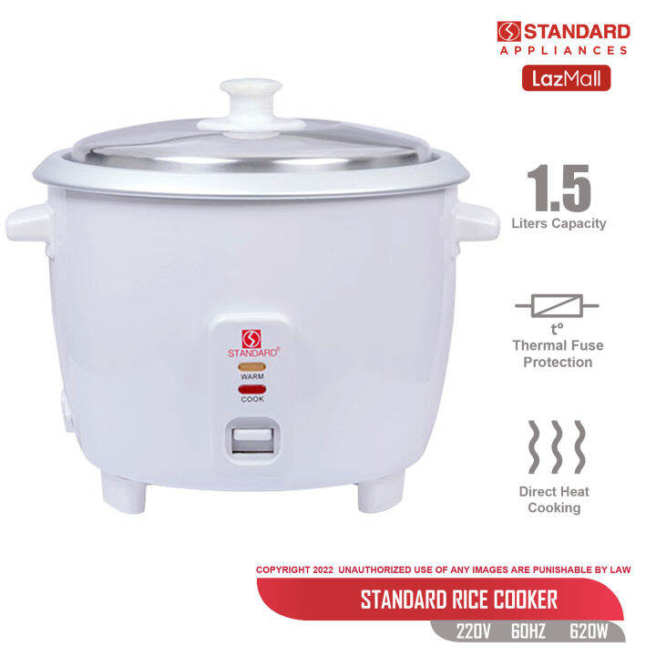 Standard Rice Cooker 1.5L Plain White | Lazada PH