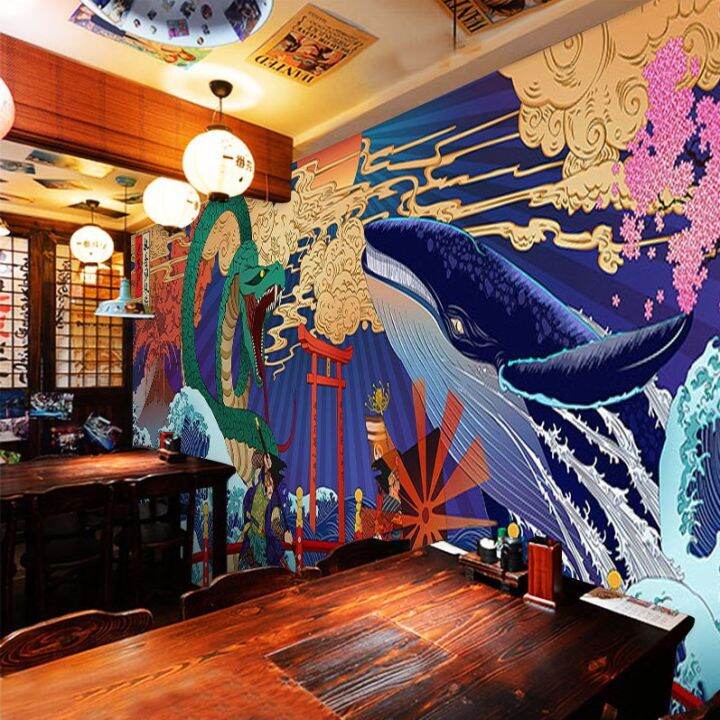 Japanese Style Hefeng Ukiyo-e Wallpaper Japanese Tavern Sushi Restaurant Wallpaper Script Kill ...