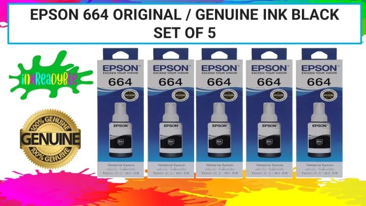 EPSON 664 ORIGINAL/GENUINE INK BLACK (SET OF 5) | Lazada PH