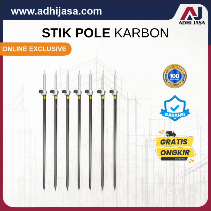 Stik Pole Jalon Carbon 2,5 Meter Stik GPS RTK Karbon | Lazada Indonesia