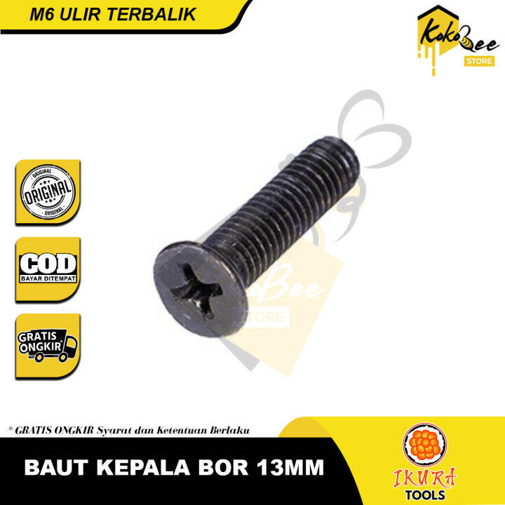 Baut kepala bor 10mm dan 13mm M6 ulir terbalik - Baut mur cordless ...