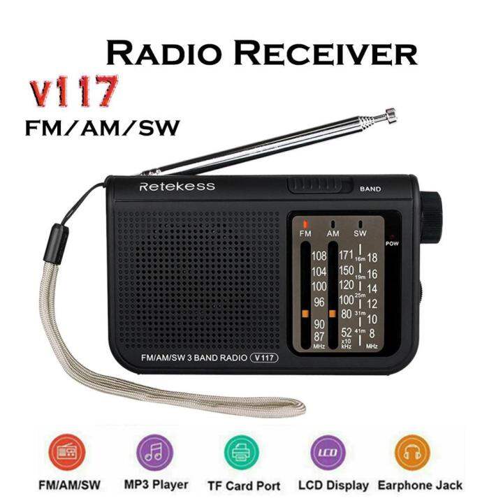 e-V117 3 Band Radio Portable Am Fm Small Emergency Transistor Radio ...