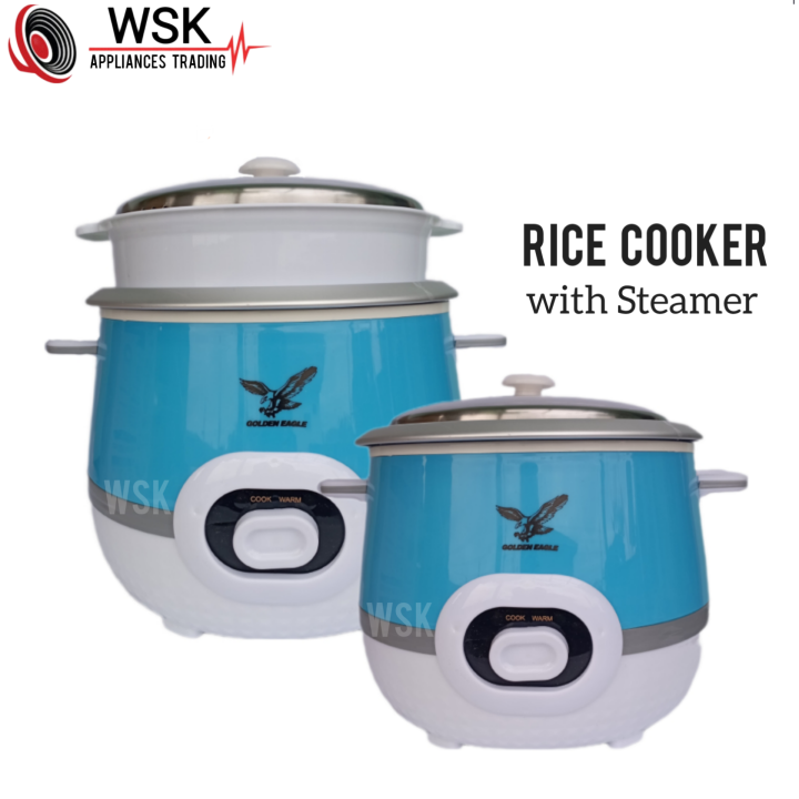 Golden Eagle Blue Rice Cooker (1.5-Liters) with Steamer | Lazada PH