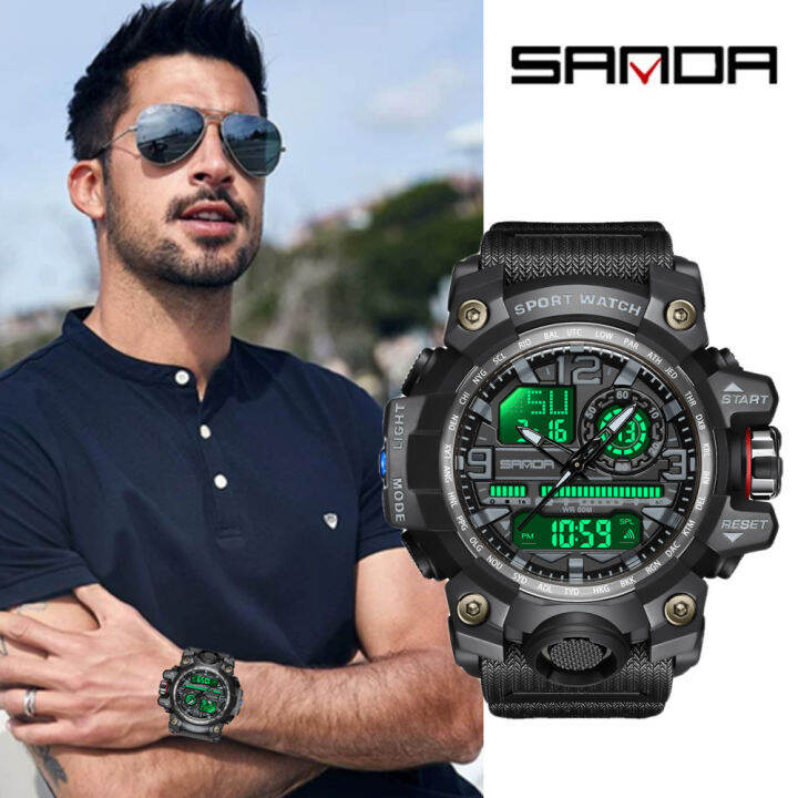 Sanda 5675 black relo watch for mens watches men's wristwatch digital ...