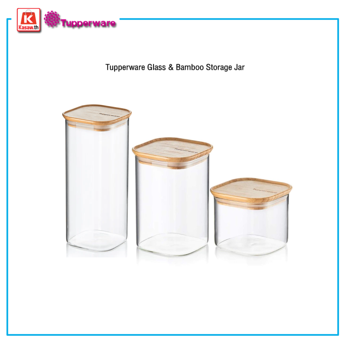 ภาชนะบรรจุอาหาร Tupperware Glass & Bamboo Storage Jar ราคาต่อ 1ใบ ...