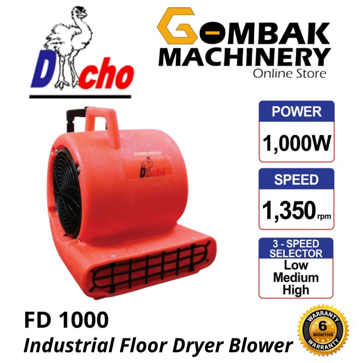 DACHO FD1000 1000W Industrial Floor Dryer Blower w Handle & Wheel -6 ...