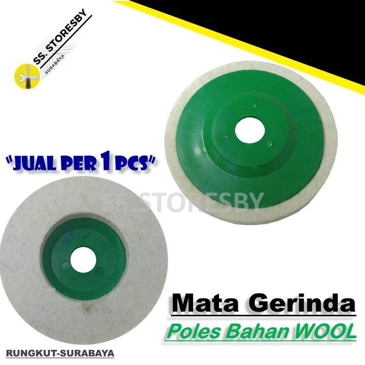 MATA GERINDA 4" POLES BAHAN WOOL KILAP LOGAM BESI METAL STAINLESS STEEL ...