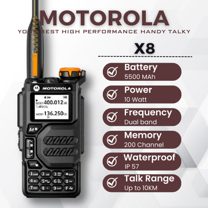 Motorola two way radio X8 Walkie talkie long range 10KM High-Power 10W ...