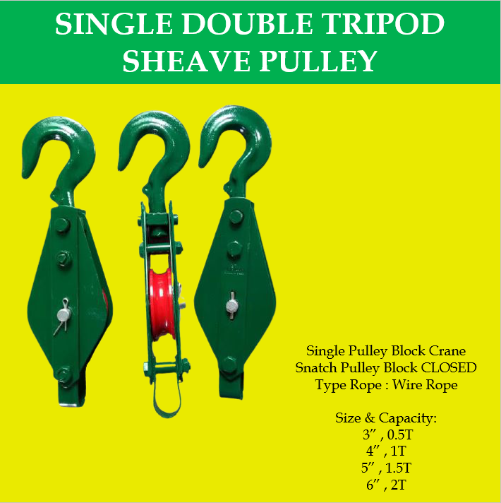 MAGO Single double tripod Sheave Pulley Block Crane Snatch Pulley Block ...