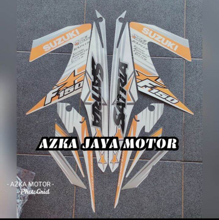 Sticker Striping suzuki Satria F 150 2014 bintang putih Gold / striping ...