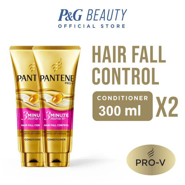 Pantene Pro-V 3 Minute Miracle Hair Fall Control Conditioner 300ml [Bundle of 2] | Lazada