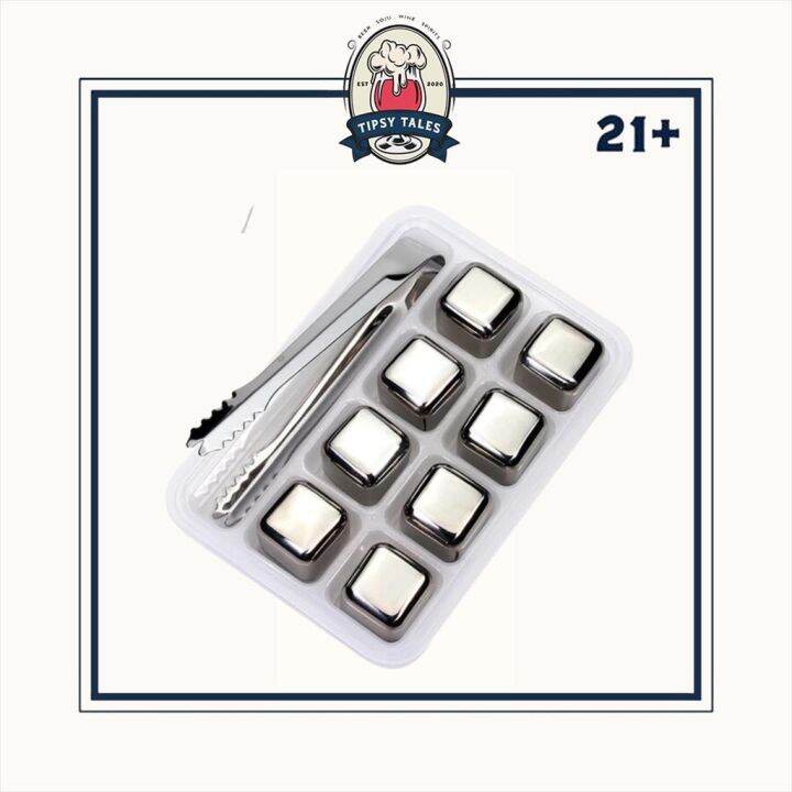 Ice Cube Es Batu Kotak Besi Stainless Steel 8 Pcs + Penjepit Es ...