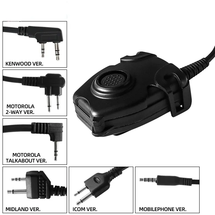 Tactical headset PELTOR PTT button headset plug adapter radio military ...