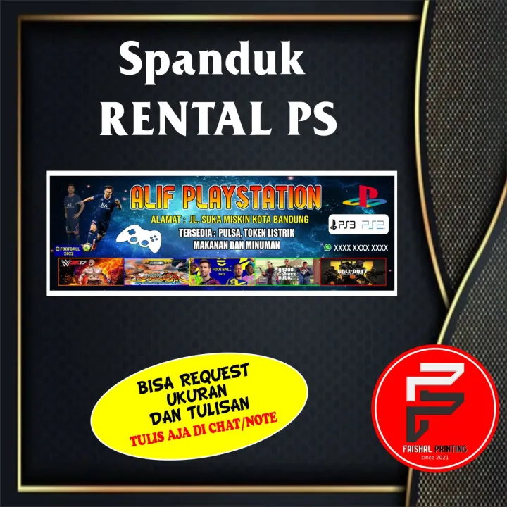 Spanduk Rental PS / Banner Rental PS / Spanduk Kustom Ukuran 3 x 1 ...