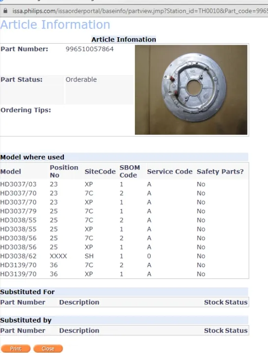 อะไหล่ของแท่/แผ่นความร้อนหม้อหุงข้าวฟิลิปส์/พาท/996510057864/Philips ...