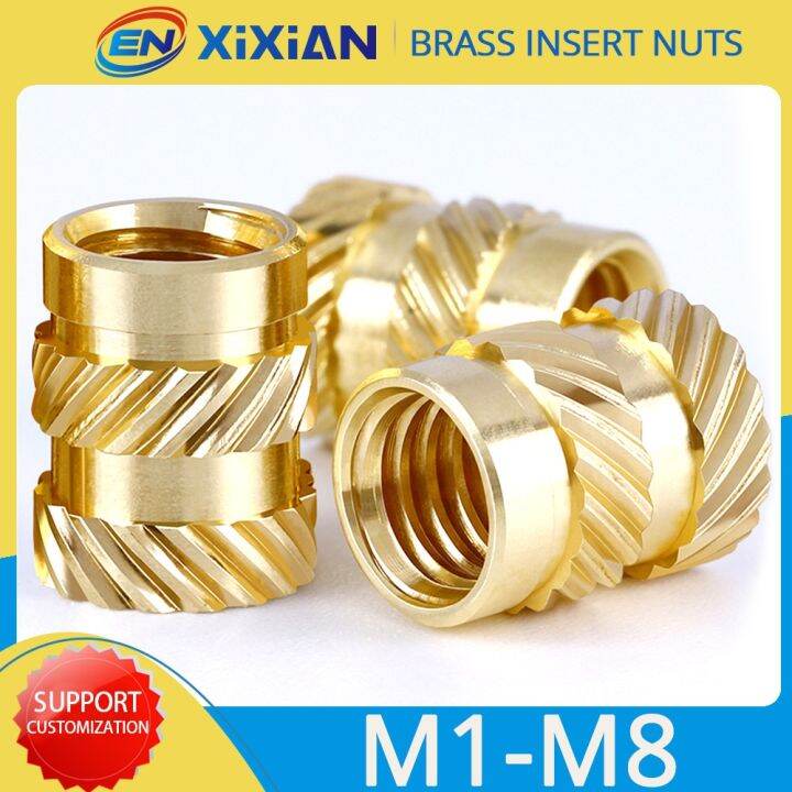 HOT】 M1 M1.4 M1.6 M1.7 M2 M2.5 M3 M4 M5 M6 M8ทองเหลืองใส่ Nut Hot Melt Knurled ด้ายความร้อนฉีด ...