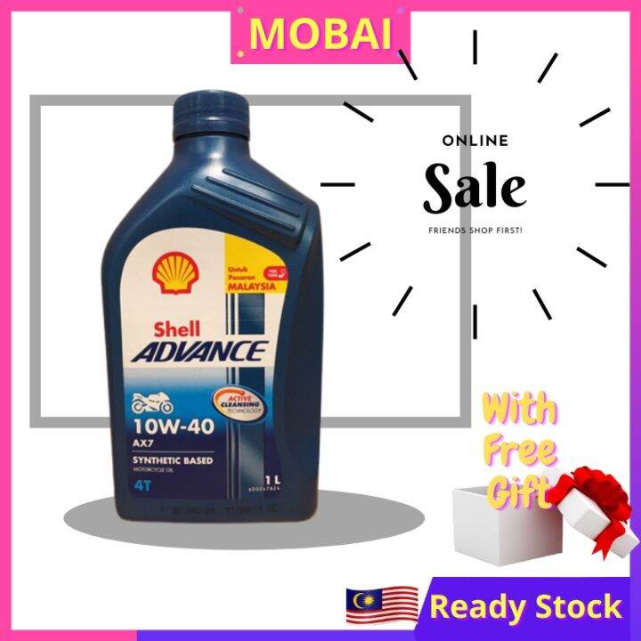 Shell Advance 10W-40 AX7 Synthetic Based Motorcycle Oil 4T 1 Litre ...