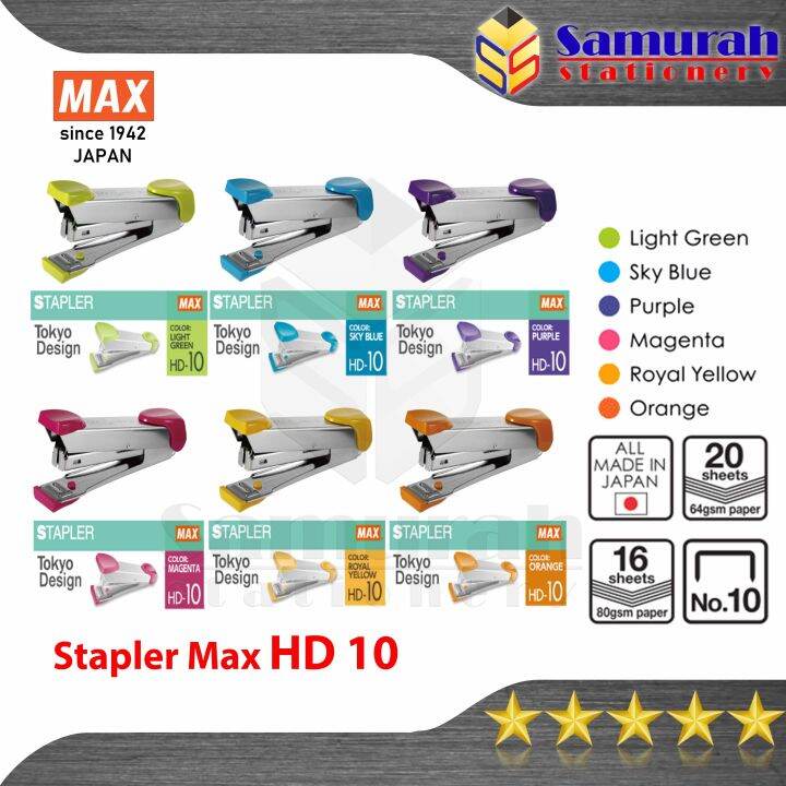 Stapler Max HD 10 / Mesin Staples Tangan HD10 / Alat Strapler Hecter Kertas HD-10 Kecil isi No ...