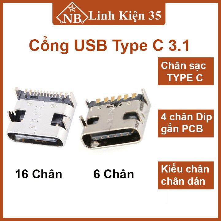 Cổng USB type C 3.1 loại 6 cố định vào PCB chân / 16 chân tùy chọn ...
