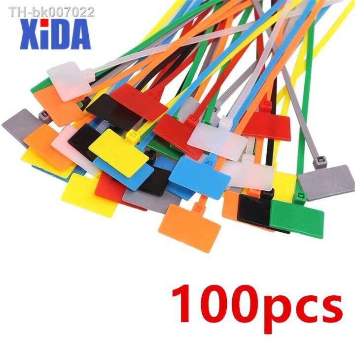 100pcs Easy Mark 4x150mm White Black Nylon Cable Ties Tag Labels ...