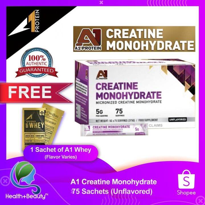 A1 Protein Micronized Creatine Monohydrate 5g 75 serving sachets (FREE ...