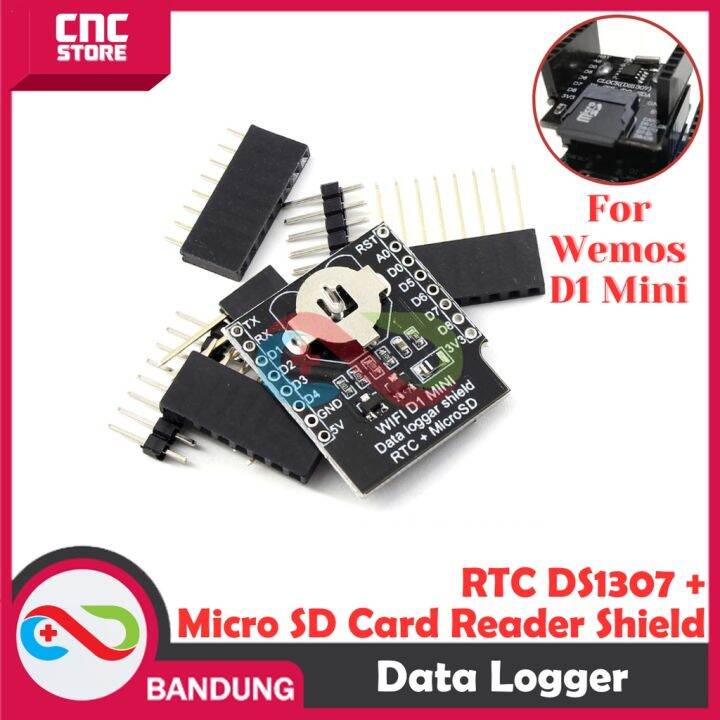 DATA LOGGER RTC DS1307 + MICRO SD CARD READER SHIELD FOR WEMOS D1 MINI ...
