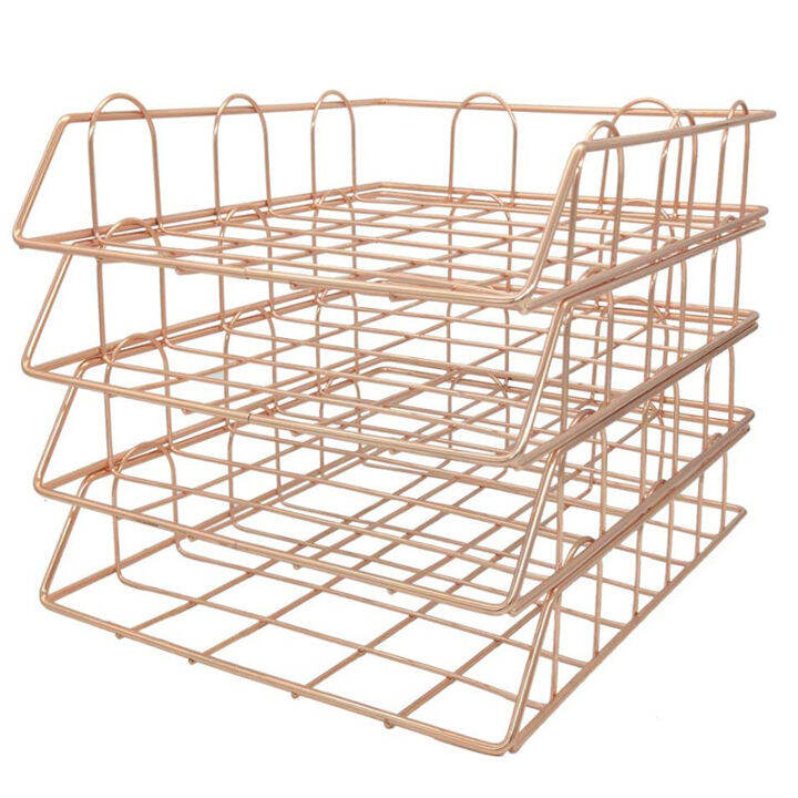 PHLT9B 4 Pcs Metal File Tray Desk Accessorie Magazine Holder File ...