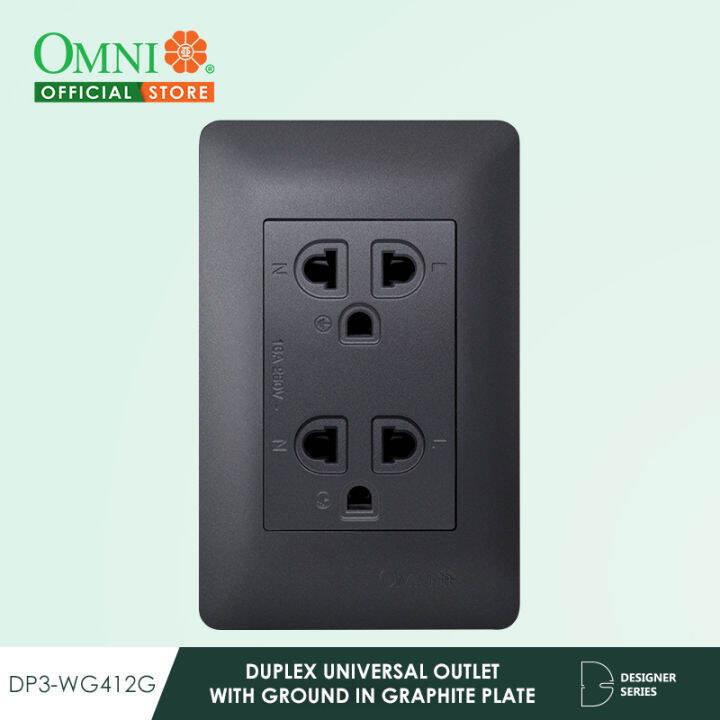 OMNI Duplex Universal Outlet With Ground in Graphite Plate - DP3-WG412G ...