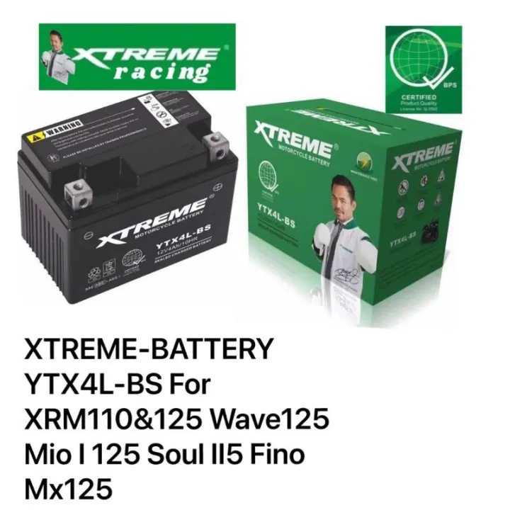 XTREME-BATTERY YTX4L-BS For XRM110125 Wave125 Mio I 125 Soul II5 Fino ...
