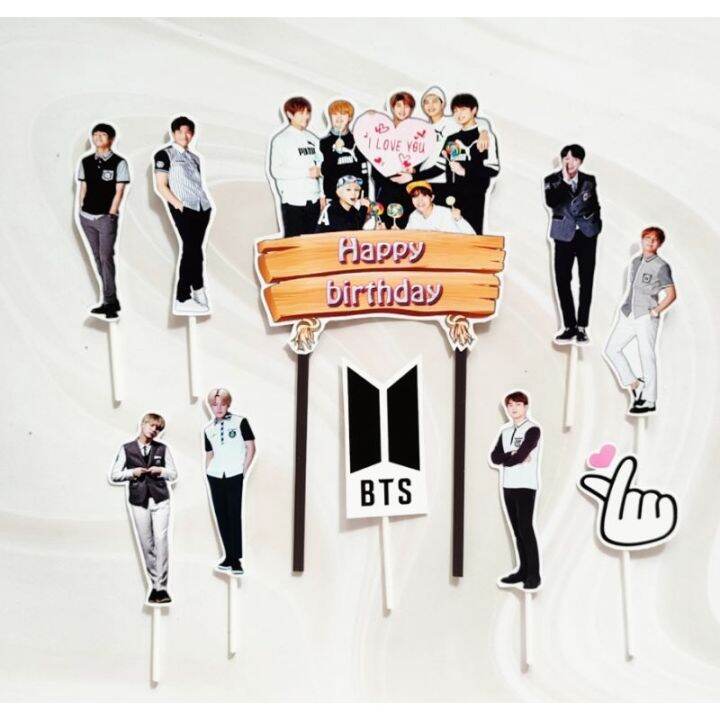 satu set cake topper toper hiasan kue ulang tahun karakter BTS bts Kpop ...