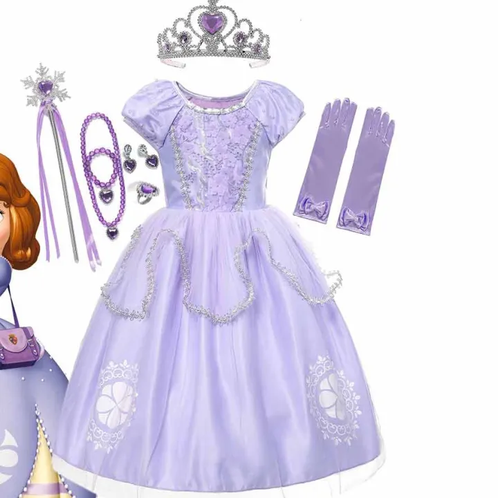 Cartoon Sophia the First Anime Costume Girls Princess Dress Floral ...