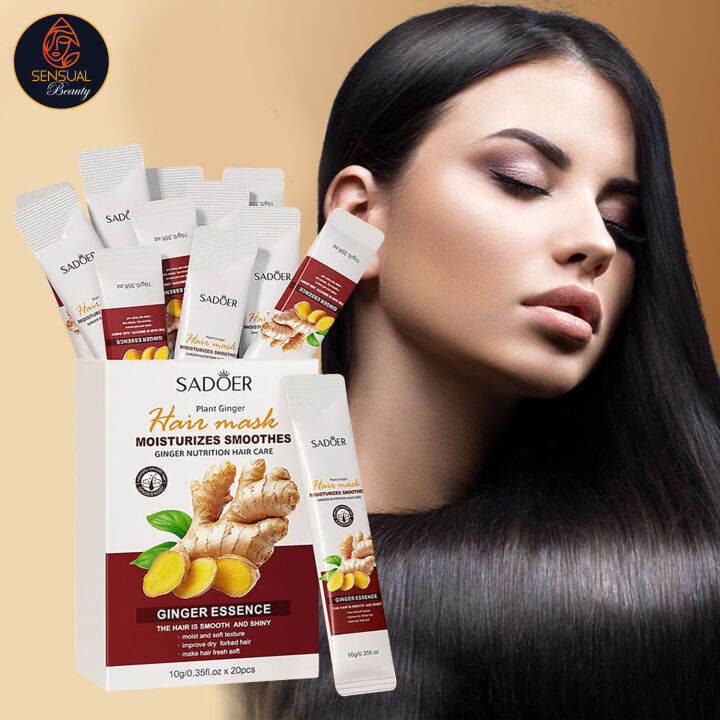 SADOER Plant Ginger HAIR MASK 10gx20pcs Moisturizing Hair Mask Damaged Repair Hair Care ...