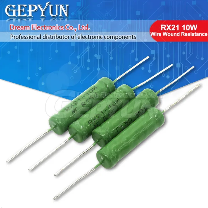 5PCS RX21 10W Wire Wound Resistance 5% 1R 10R 100R 1K 10K 12K 15K 18R ...