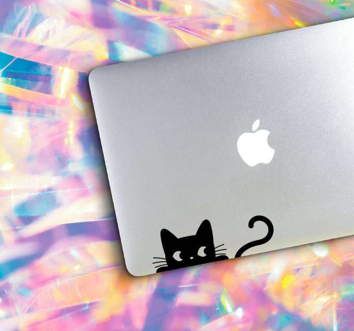 Stiker Kucing Cat Peeking with Tails - Laptop Macbook Ipad Sticker ...