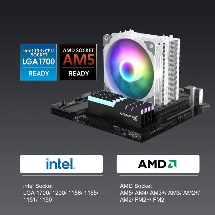 Vo V5 CPU Cooler 5ท่อความร้อน PWM โปรเซสเซอร์ ARGB 120มม. พัดลมระบาย ...