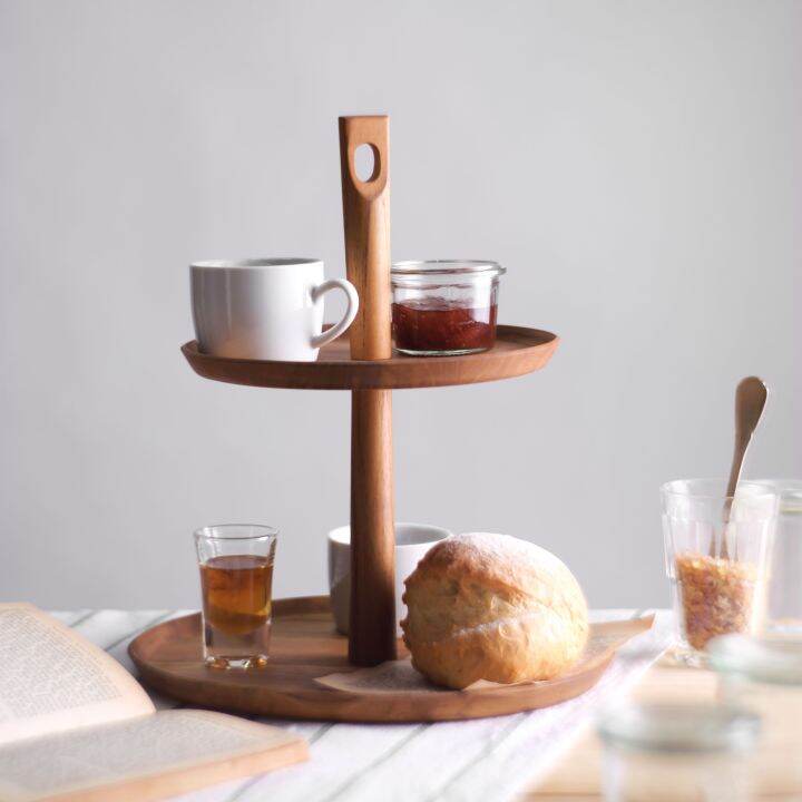 BLANCHE 2 TIERS CAKE STAND (TEAK) | Lazada.co.th