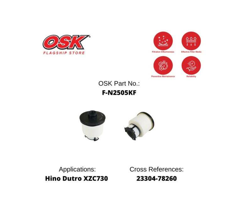 OSK FUEL/DIESEL FILTER for Hino Dutro XZC730 23304-78260 | Lazada