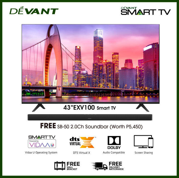 DEVANT 43EXV100 43 inch Full HD (FHD) 2K Smart TV - FREE Soundbar and ...