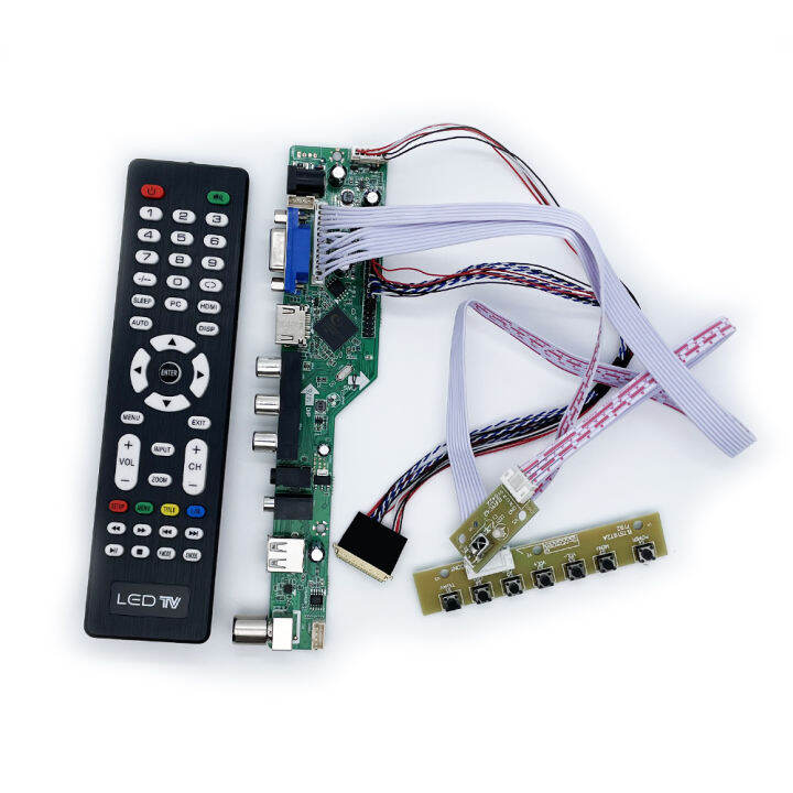 V53 universal lcd led tv controller driver board VGA HD-MI USB TV ...