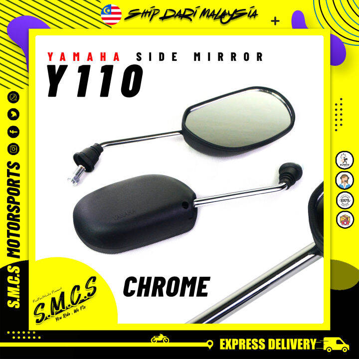 Yamaha Y110 Side Mirrors Chrome Bar (NEW) MOTOR CERMIN Untuk YAMAHA Y110 Mirror | Lazada