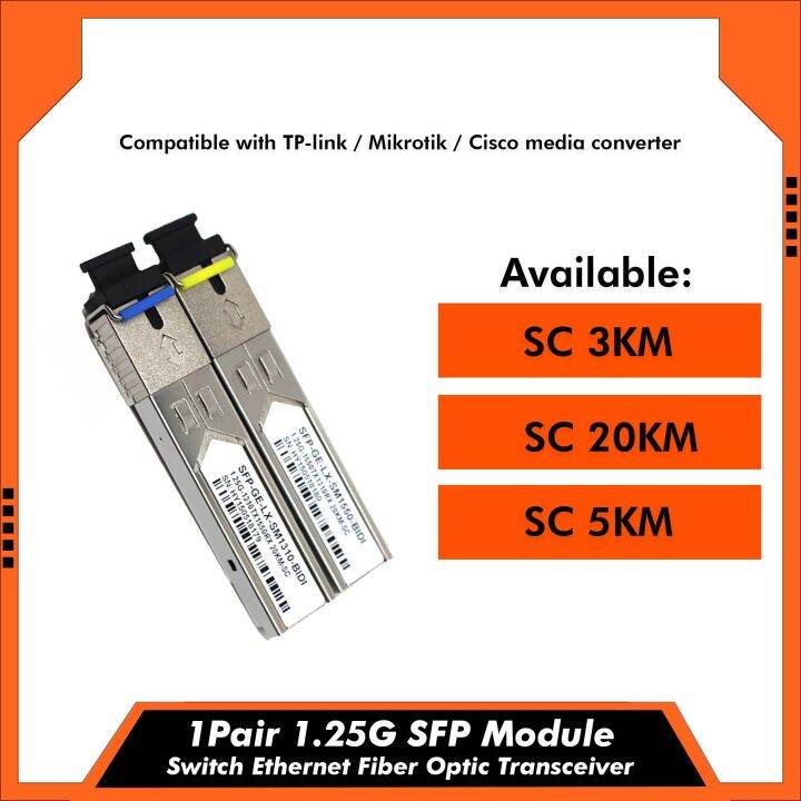 Module Switch 1Pair SC 3/5/20KM GBIC 1.25G SFP / Ethernet Fiber Optic ...
