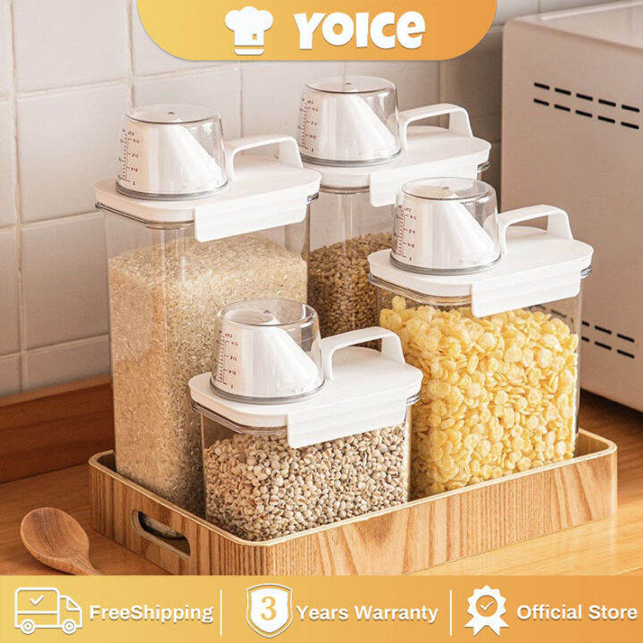 Yoice Food Storage Container Airtight Can Storage Box Rice Oatmeal ...