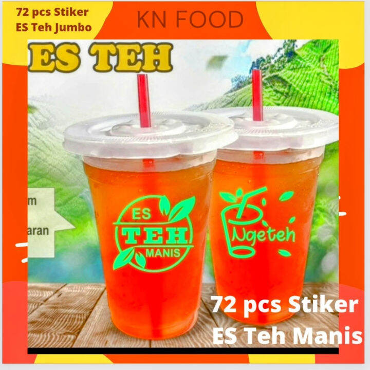 Stiker Cup Es Teh Isi 72 stiker label nama cup es teh jumbo 72pcs ...