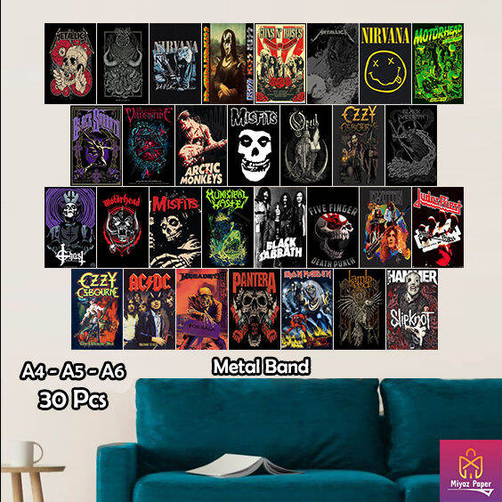 POSTER AESTHETIC MOTIF METAL BAND 30 PCS / POSTER DINDING AESTHETIC ...