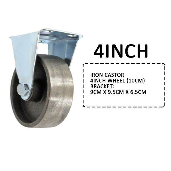 3" 4" 5" inch HEAVY DUTY BLACK IRON RIGID CASTER/CASTOR ROLLER RODA ...