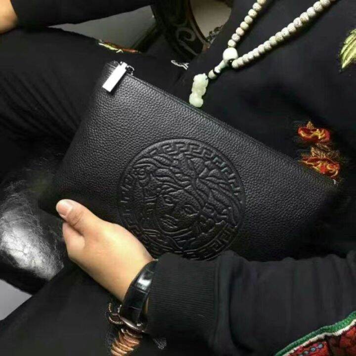 Versace กระเป๋าเงินลำลองที่ใส่แบบปิดด้วยคลิปใหญ่สำหรับผู้ชาย,กระเป๋า ...