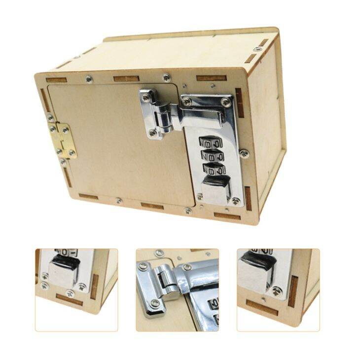 FOXNOVO Mechanical Lockbox Vintage Lock Box Wooden Board Primary School ...