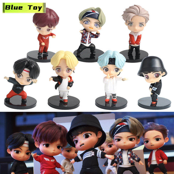[ในสต็อก]7 ชิ้น / ชุด BTS TinyTAN มินิหุ่น Bangtan Boys Group BTS อะนิเ ...